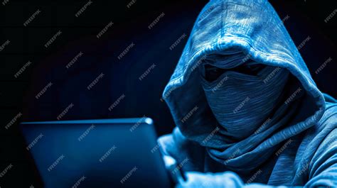 Premium Photo Mysterious Hacker Working On A Laptop In A Dark Room