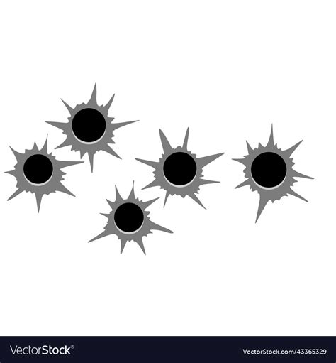 Bullet Holes Torn Of Gunshot Hitting The Wall Vector Image