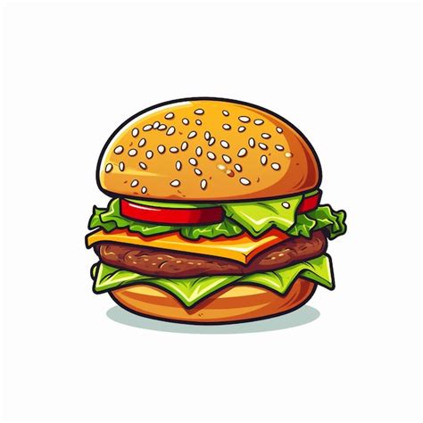 Vetor De Logotipo De Hambúrguer Plano De Fundo Branco Foto Premium