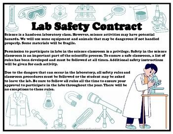 Lab Safety Contract By ScienceandSunshine TPT