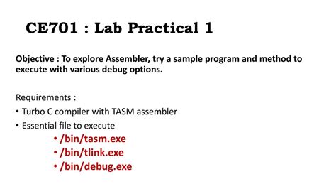 CE701 Lab Practical 1 Bin Tasm Exe Bin Tlink Exe Bin Debug Exe