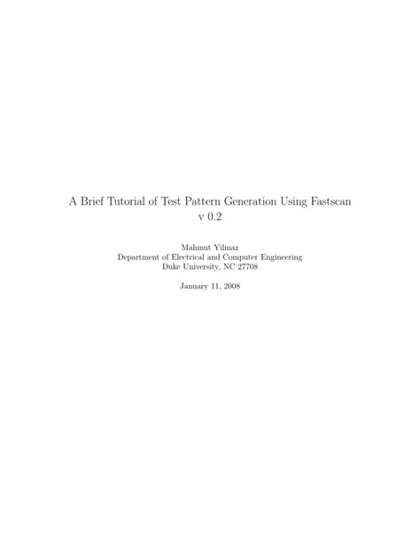 Fastscan Atpg Tutorial Test Pattern Generation