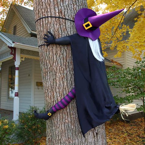 Giiffu Large Halloween Decorations 57 H Halloween Decorations Outside Crashing Witch Into Tree