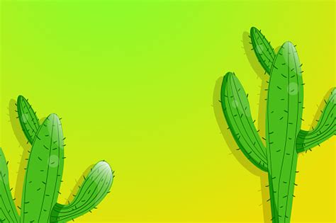 색상 배경에 가시가 있는 키가 큰 즙이 많은 선인장 아이콘 게임 패키징 배너에 대한 벡터 드로잉 세트 일러스트레이션입니다 와일드