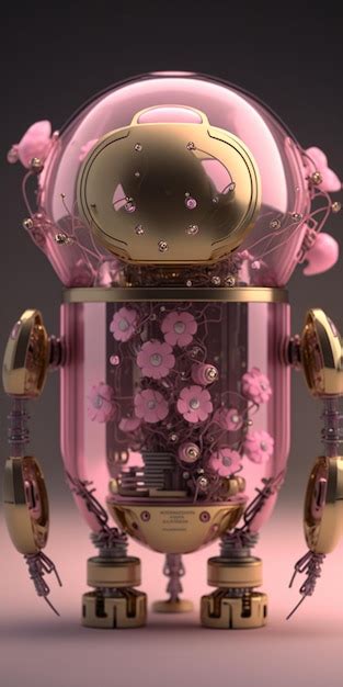 Un Robot Rosa Con Una Flor Rosa Foto Premium