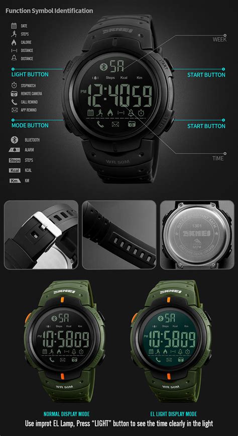 SKMEI 1301 Smart Sport Watch w/ Sleeping Monitor & Sport Real-time Rec ...