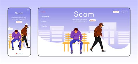 사기 적응 방문 페이지 플랫 컬러 벡터 템플릿 모바일 및 Pc 홈페이지 레이아웃을 협박 요구가있는 편지 위협 한 페이지 웹