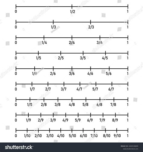 Fraction Number Line Sheet Mathematics Stock Vector Royalty Free