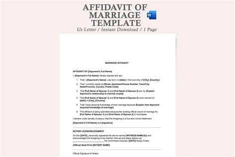 Affidavit Of Marriage Template Affidavit For Marriage Sample Letter