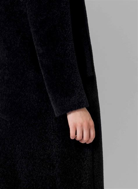 Maxi Black Wool And Alpaca Coat With Inverted Notch Collar Cinzia Ro