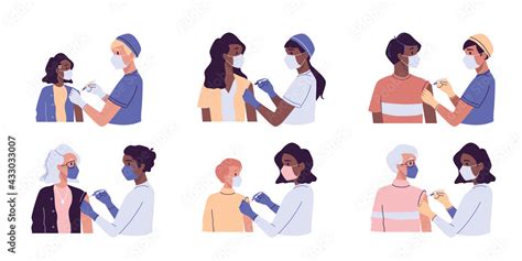 Vaccination Immunization Concept Set Of Doctors Nurses Pediatrician