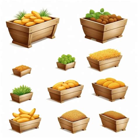 Feed Trough Vector Set White Background Isolated A High Premium Ai