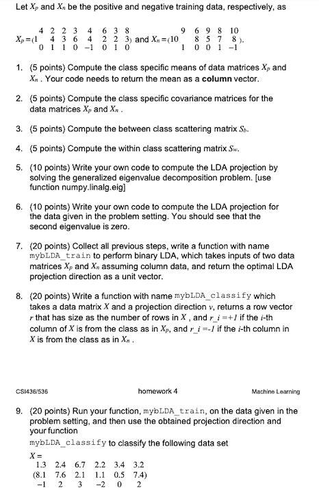 Solved Let Xp And Xn Be The Positive And Negative Training Chegg