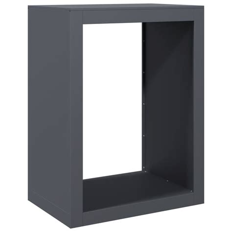Leñero Soporte Para Leña De Acero Gris Antracita 60x40x80 Cm