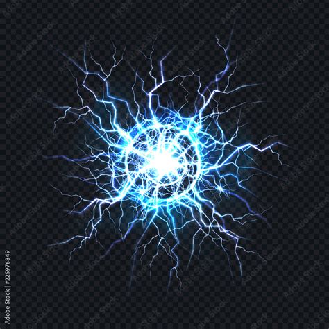 Powerful Electrical Discharge Lightning Strike Impact Place Realistic