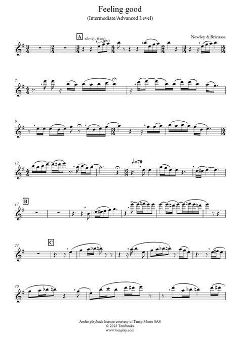 Feeling Good Intermediateadvanced Level Tenor Sax Michael Bublé