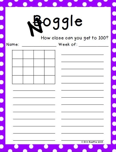 Noggle Number Boggle Sheet Freebie Mrs Beatties Classroom