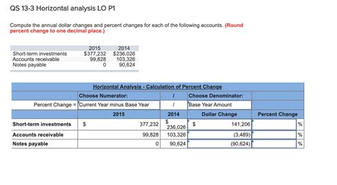 Solved Qs 13 3 Horizontal Analysis Lo P1 Compute The Annual