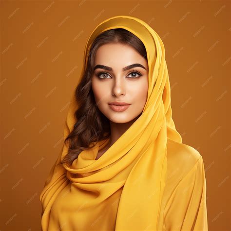 Premium Photo Image Of A Beautiful Arab Girl On A Yellow Background