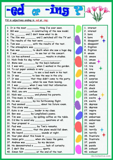 Ed Or Ing English Esl Worksheets Pdf And Doc