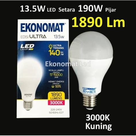 Jual Lampu LED Ekonomat ULTRA 1890 Lm 13 5W Kuning 3000K Bohlam Kota
