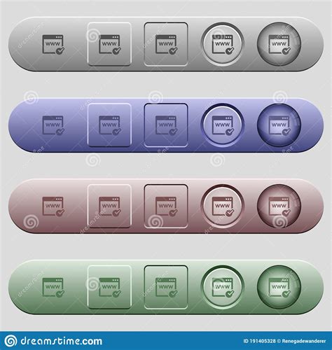 Domain Registration Icons On Horizontal Menu Bars Stock Vector