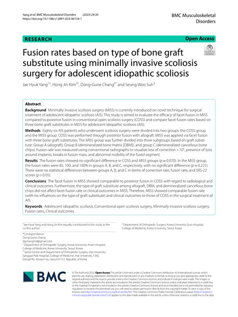 Pdf Fusion Rates Based On Type Of Bone Graft Substitute Using
