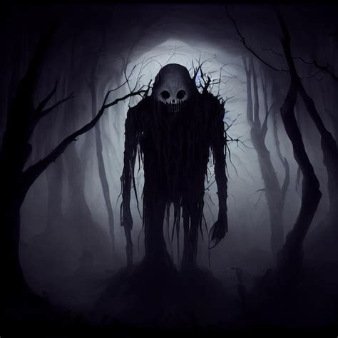 Premium Photo Arafed Image Of A Creepy Man Standing In A Dark Forest