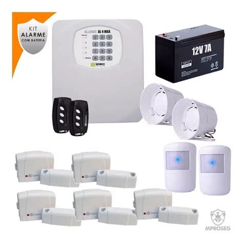 Kit Alarme Sem Fio 5 Sensores Sirenes Controles E Bateria Frete Grátis