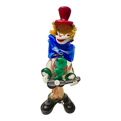 Italian Vintage Murano Glass Happy Clown Figurine 9 Pitau Venetian