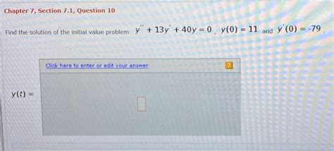 Solved Chapter 7 Section 7 1 Question 10 Find The Solution Chegg