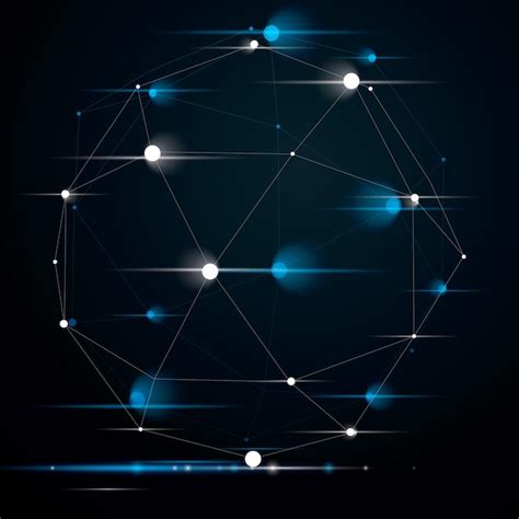 복잡한 추상 광택 3d 모양 플래시가 있는 벡터 디지털 격자 개체 기술 테마입니다 프리미엄 벡터