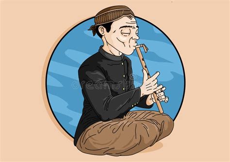 Flute Traditional Sundanese Musical Instrument Player Vector