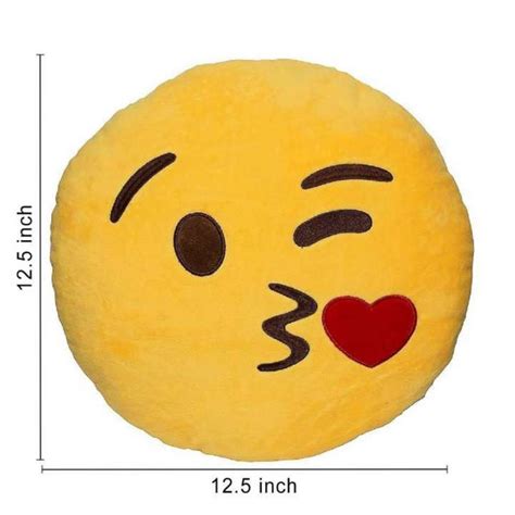 1pcs Wink Blow Heart Kiss Emoji Pillow 125 Inch Large Yellow Smiley