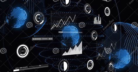 image of multiple graphs loading bars circles and multiple globes