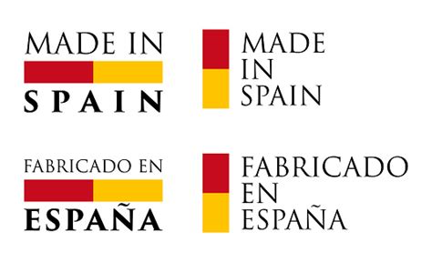 스페인에서 간단한 제작 Fabricado En Espana 레이블 국가 색 텍스트 가로 및 세로 배치 고급에 대한 스톡 벡터