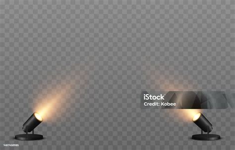 광원의 벡터 집합입니다 스포트라이트에서 나오는 빛 스튜디오 스튜디오 조명 격리 된 스포트라이트 노란 불빛 조명 효과 0명에 대한 스톡 벡터 아트 및 기타 이미지 Istock