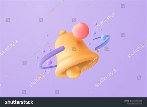 3d Minimal Notification Bell Icon 3d Stock Vector Royalty Free