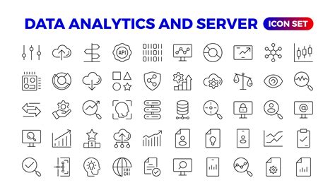 Data Analysis Statistics Analytics Minimal Thin Line Web Icon Set Outline Icons Collection