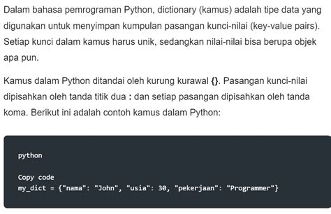 Bahasa Python Dictionary