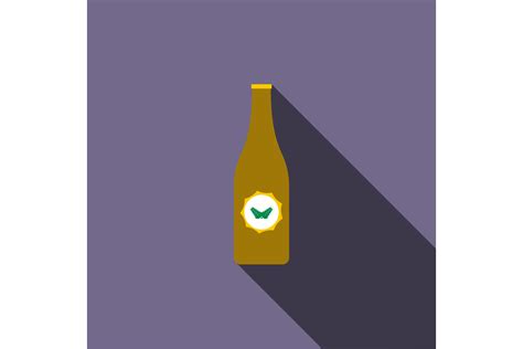 Glass Beer Brown Bottle Icon Flat Style Graphic By Ylivdesign