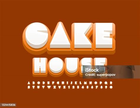 벡터 맛있는 엠블럼 케이크 하우스 달콤한 알파벳 문자 및 숫자 세트 후식 파이에 대한 스톡 벡터 아트 및 기타 이미지 후식