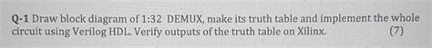 Solved Q 1 Draw Block Diagram Of 1 32 Demux Make Its Truth
