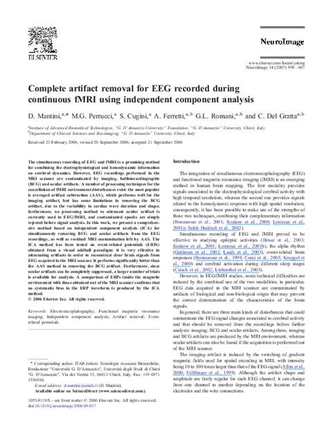 Pdf Complete Artifact Removal For Eeg Recorded During Continuous Fmri