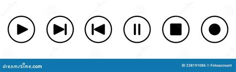 Music Button Set Play Forward Rewind Pause Stop And Record Vector Illustration Isolated