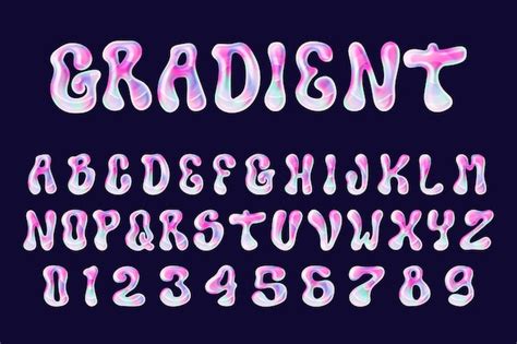 Premium Vector Gradient Bubble Font Set