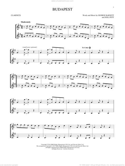 Budapest Sheet Music For Two Clarinets Duets Pdf Interactive