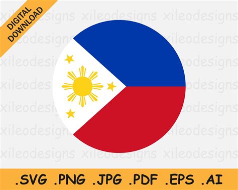 Philippines Round Flag Svg Filipino Circular Banner National Circle