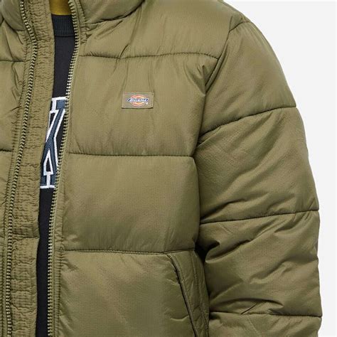 Dickies Mens Waldenburg Puffer Jacket In Military Green Dickies Construct