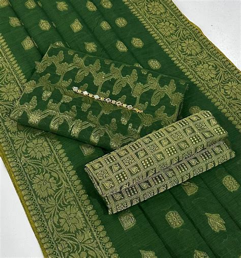 Banarsi Jacquard 3 Piece Dress With Jacquard Dupatta Unsicthed Drl